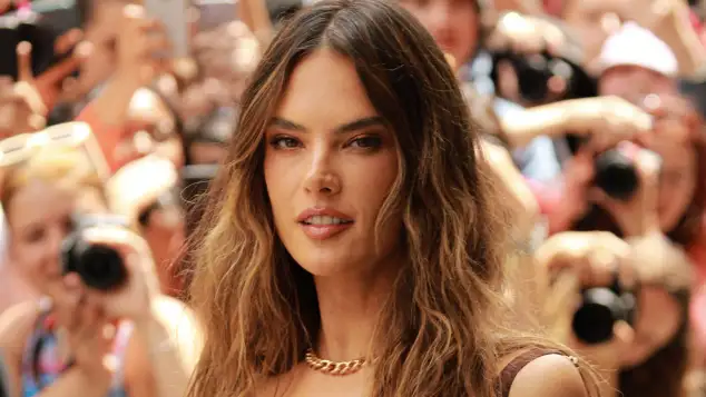 Alessandra Ambrosio Sexy In Black And Gold Lingerie Dress