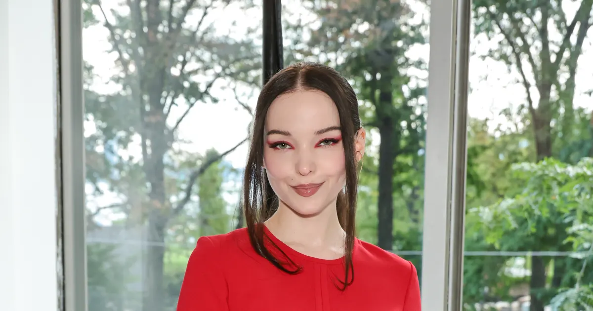 Dove Cameron In Seductive Red Dress With Cut Outs