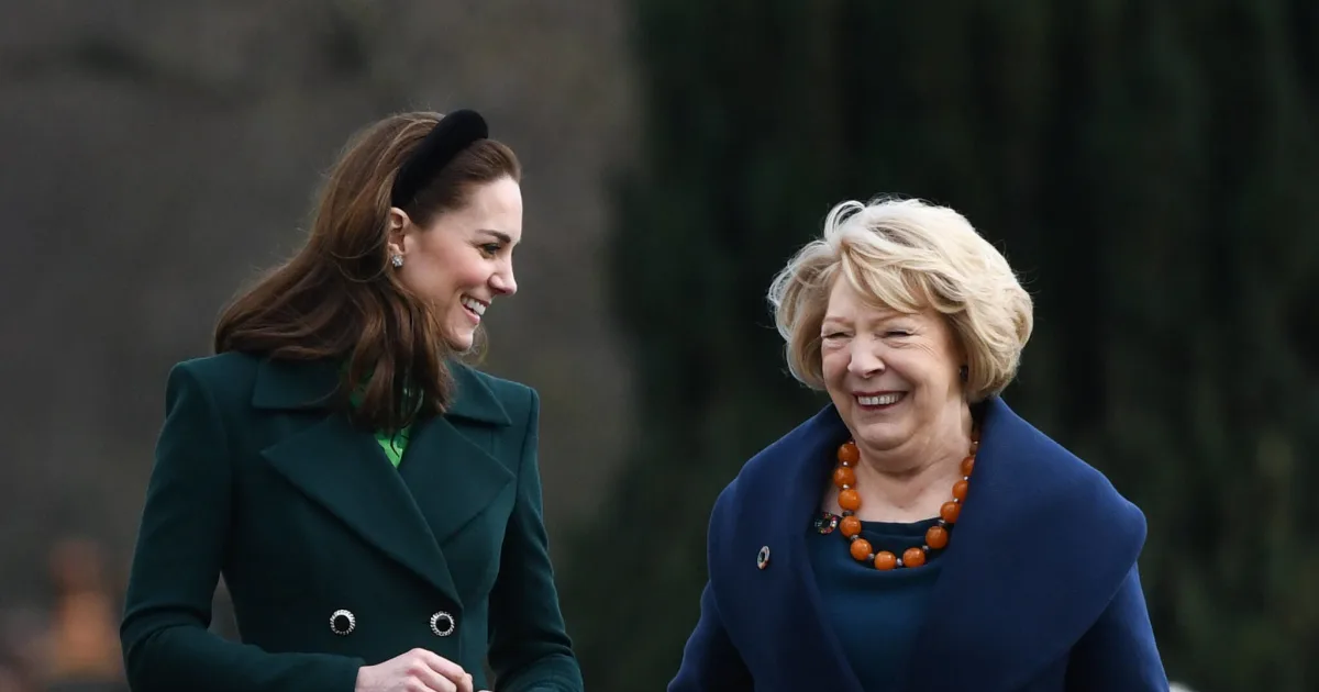 Duchess Kate Smiles As Irish First Lady Jokes About Royal Drama